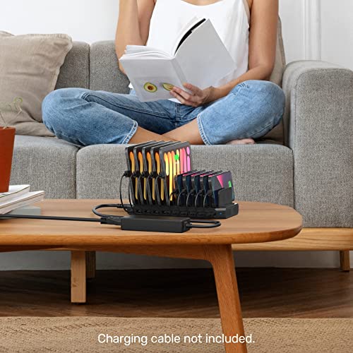 Alxum USB Fast Charging Station with Quick Charge 3.0, 10 Port Charging Stand for Multiple Devices, Compatible with iPad, iPhone, Samsung Galaxy, Black