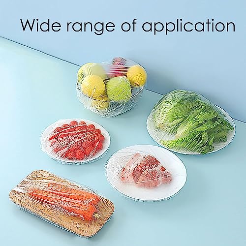 Glorihoby Fresh Keeping Bags, Fresh Keeping Caps, Reusable Elastic Food Storage Covers, Plastic Adjustable Sealing Bowl Lids,Stretch Wrap Food Covers for Outdoor Picnic Kitchen (200Pcs)