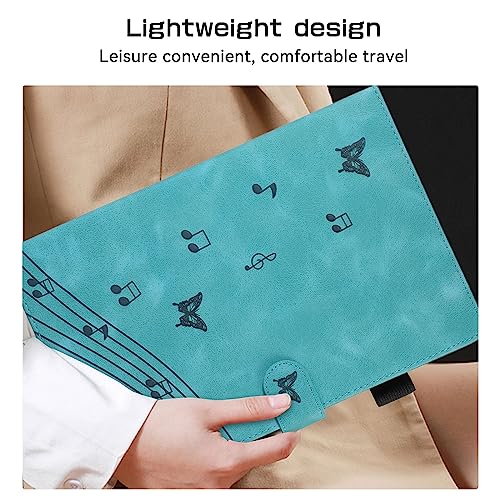 Business Special Butterfly Phonogram Pattern Cover with 2 Credit Card Slots Pencil Holder Kickstand Protective Case for iPad Air 5 2022-Lake Blue