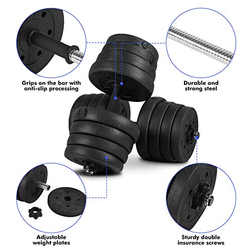 Adjustable Dumbbell Barbell Weight Pair 66 LBS Dumbbell Weight Set,Fitness Barbell Lifting with Adjustable Weight Plates and Handle Strength Training Workout Equipment for Office Gym Home