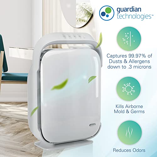 Germ Guardian AC9200WCA 27β 3-in-1 True HEPA Filter Air Purifier for Home, Large Rooms, UV-C Sanitizer, Filters Allergies, Smoke, Dust, Pet Dander, Pollen & Odors, 3-Yr Wty, GermGuardian, White