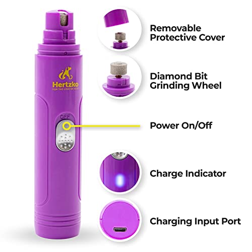 Hertzko Electric Nail Grinder for Dogs & Cats โ Rechargeable Dog Nail Trimmer & Clippers, Professional Pet Grooming Kit with USB Wire for Small & Large Dogs