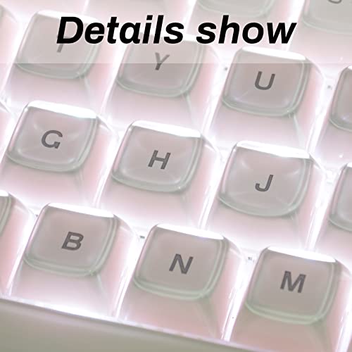 COTAIWA Crystal Keycaps,Ice Crystal Keycap,ABS Jelly Key caps Set for 61 68 104 Mechanical Gaming Keyboard OEM Profile English Layout(Pink)