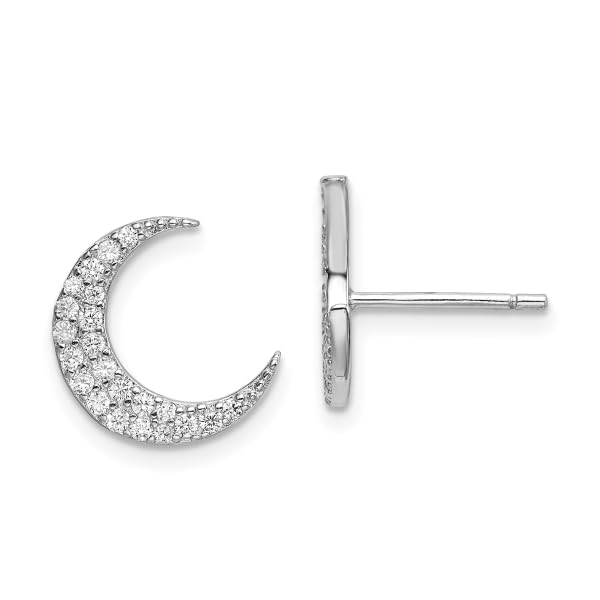 925 Sterling Silver Cubic Zirconia CZ Star Crescent Moon Earrings Celestial Jewelry
