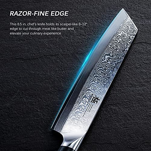 KYOKU Kiritsuke Chef Knife 8.5" - Shogun Series - Japanese VG10 Steel Core Forged Damascus Blade - with Sheath & Case