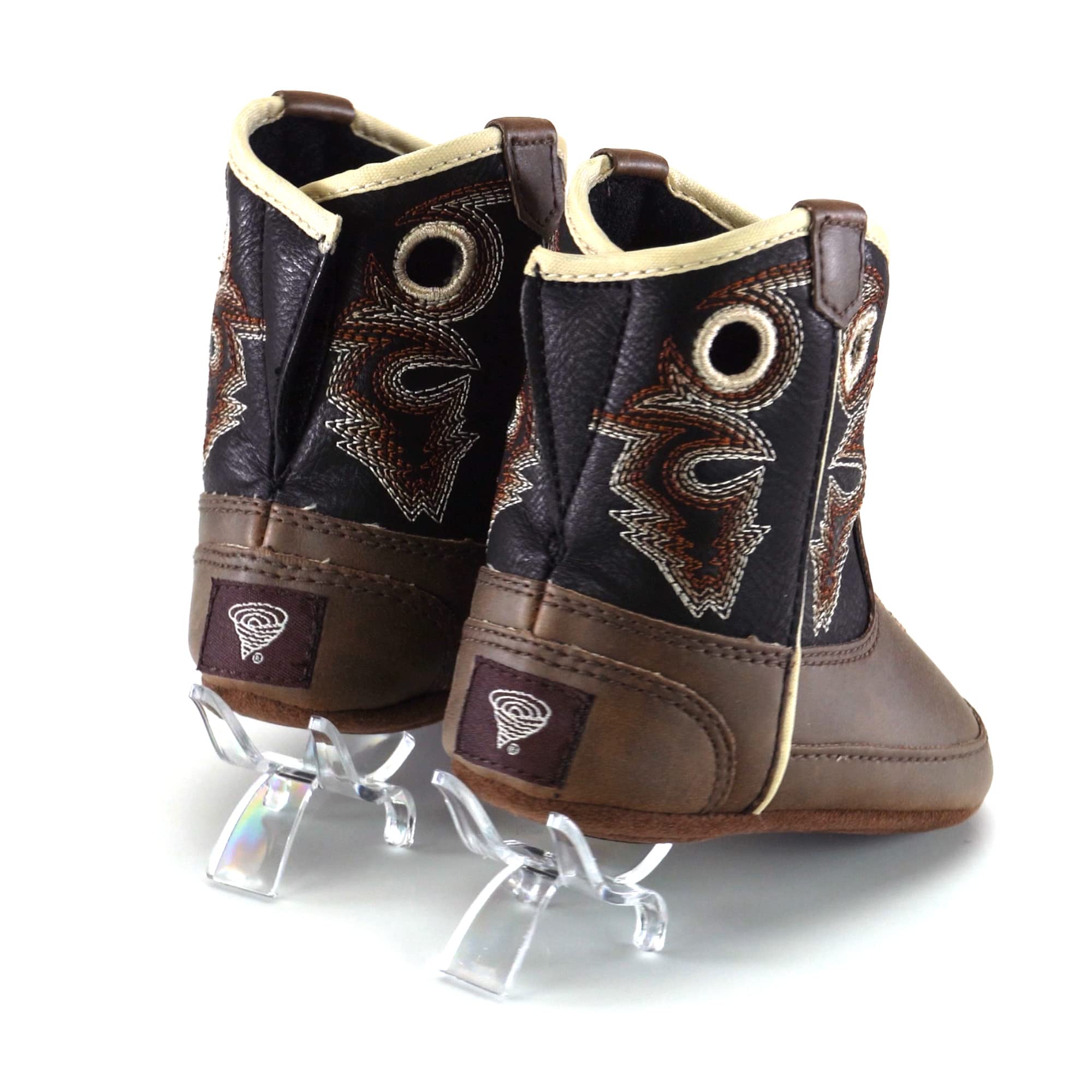 M&F Western Kids Trace Baby Boy's Infant/Toddler Bucker Boot First Walker Shoe, Brown/Black, 4