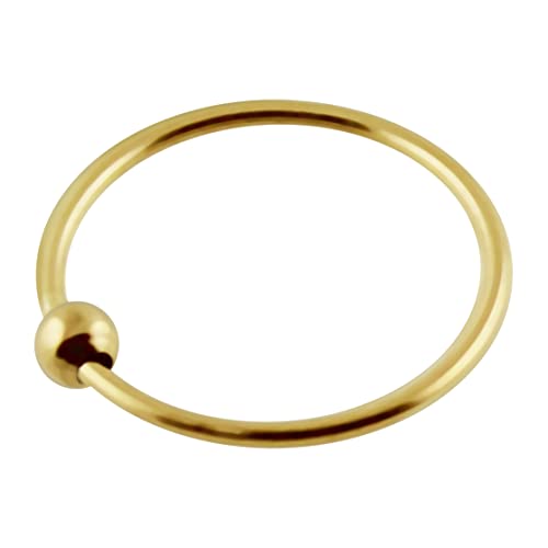 9 Karat Yellow Gold 22 Gauge - 10MM Length Captive Bead Nose Piercing Ring Jewelry