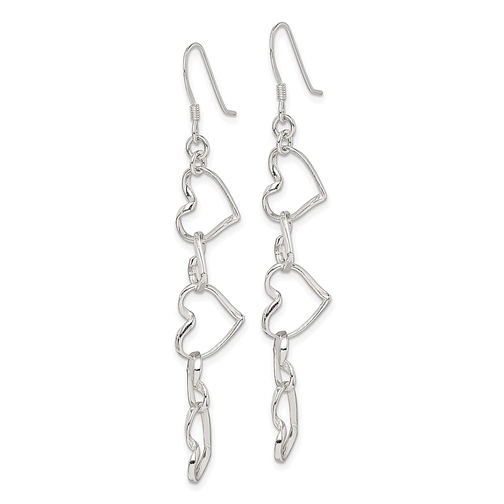 925 Sterling Silver Heart Drop Dangle Shepherd Hook Earrings Love Fine Jewelry For Women Gifts For Her