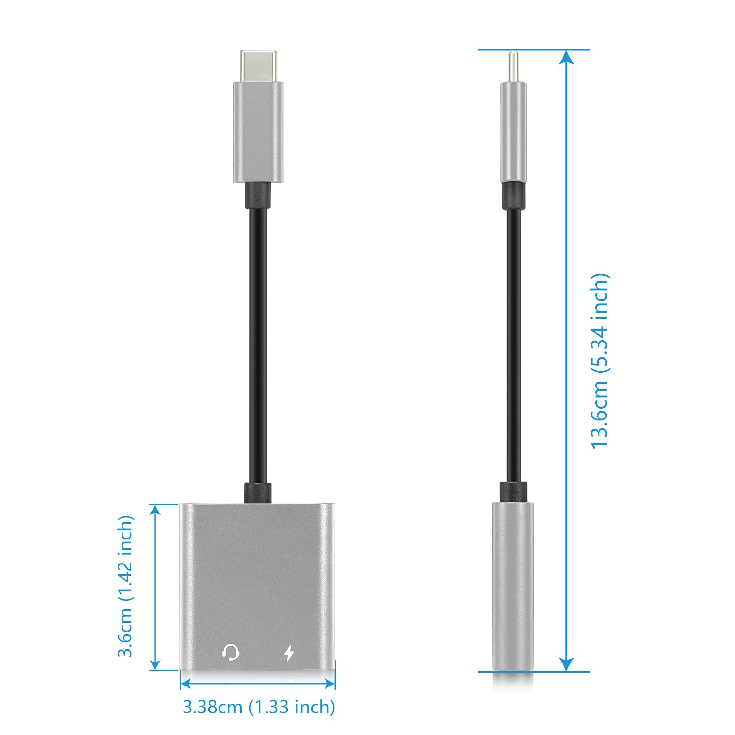PEPPER JOBS USB-C to 3.5 mm Headphone Jack Adapter 2-in-1 USB-C to AUX Adapter with Fast Charging, Compatible with Samsung Galaxy S21 Series and More (C2PDA)