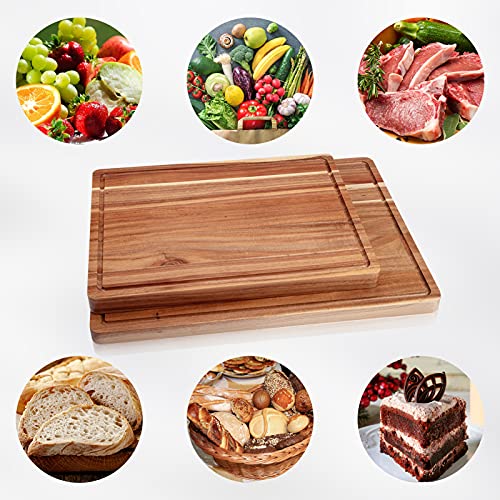 Wooden Cutting Boards for Kitchen, 24" x 18" Large Cutting Board with Juice Groove and Side Handle, Chopping Board, Butcher Block, Large Charcuterie Board