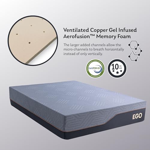 Copper Gel Memory Foam Mattress, 14 Inch Cal King Size Memory Foam Mattress, CertiPUR-US Certified, Bed in a Box, Black