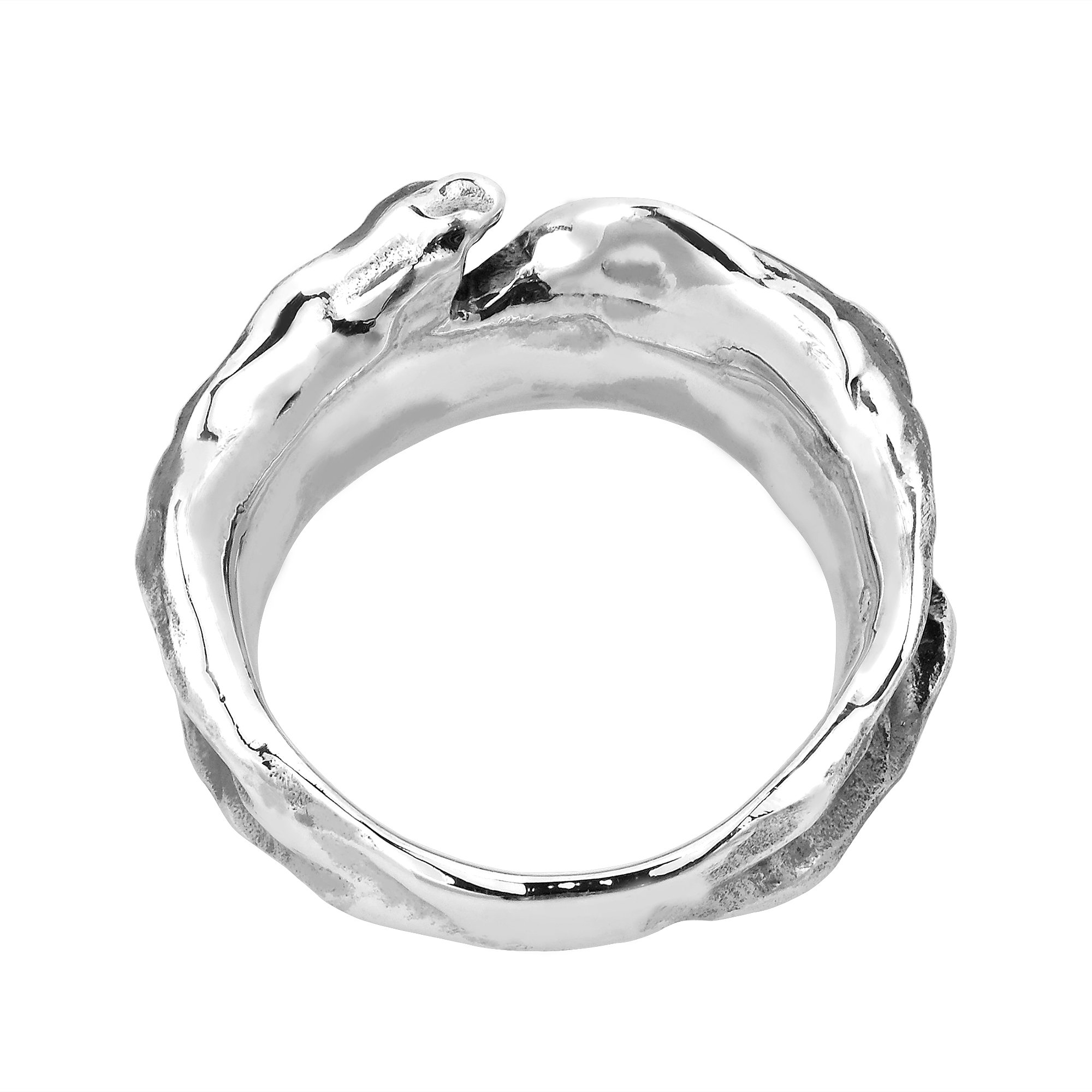 AeraVida Unique Burnt Flame Fire Oxidized Sterling Silver Ring | Gothic Comfort Fit Silver Rings for Women | Sterling Silver Rings Size 8