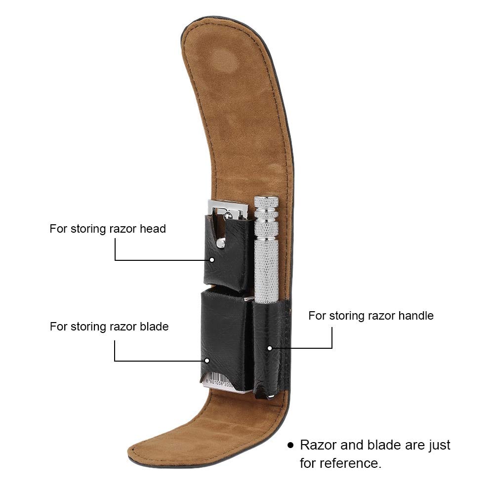 Men PU Leather Razor Pouch Shave Beard Shaver Handbag Pouch Safety Razor Case Storage Bag Double Edge Razor Holder