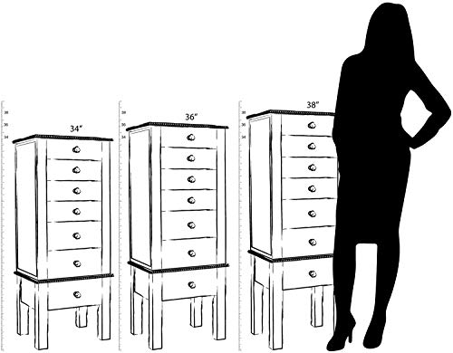 Hives and Honey Scarlett Jewelry Armoire - Elegant Storage Organizer for Your Precious Pieces | Solid Wood, Mirrored Lid | Anti-Tarnish Felt Lining | Espresso Finish