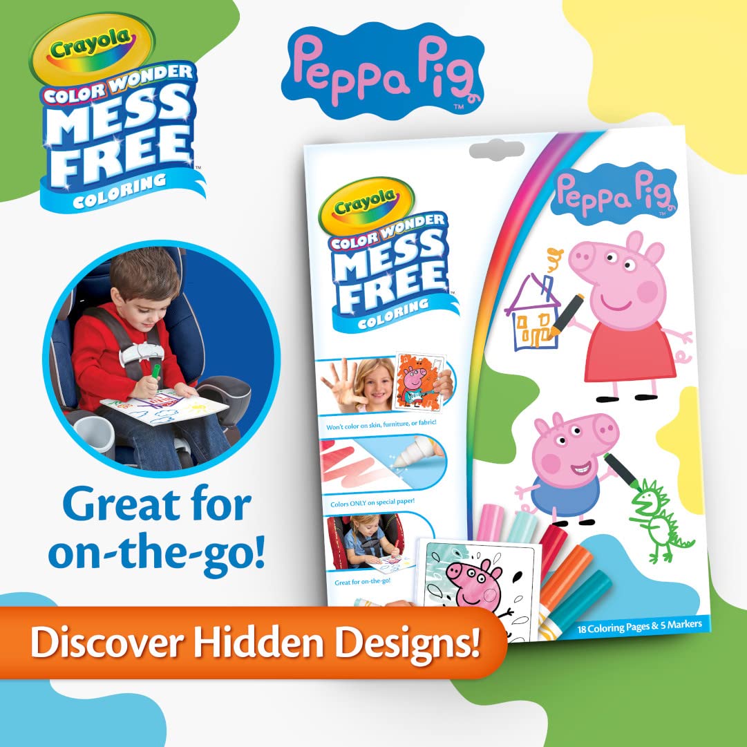 Crayola Peppa Pig Color Wonder Activity Set, Mess Free Peppa Pig Coloring Pages for Toddlers, Peppa Pig Toys & Gifts, Stocking Stuffers
