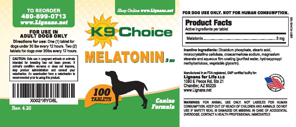 K9 Choice 3 mg Melatonin - 100 Chewable Tablets, Melatonin for Dogs - Natural Immune System Booster