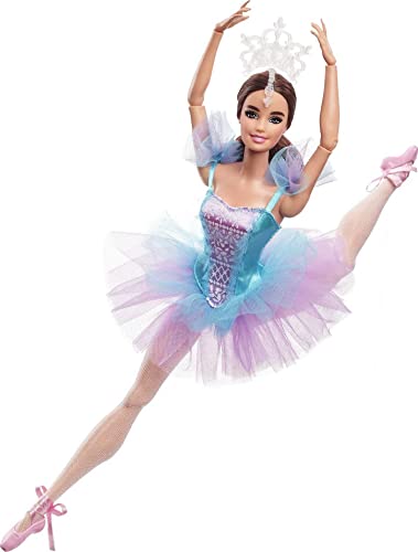 Barbie Signature Doll, Ballet Wishes Posable Brunette with Ballerina Costume, Tutu, Tiara and Pointe Shoes