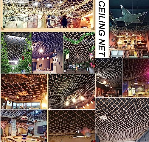 KACQIHTU Hemp Rope Net Child Safety Net Rope Fence Stairs Balcony Railings Garden Playground Safety Protection Rope Netting Climbing Net for Kids