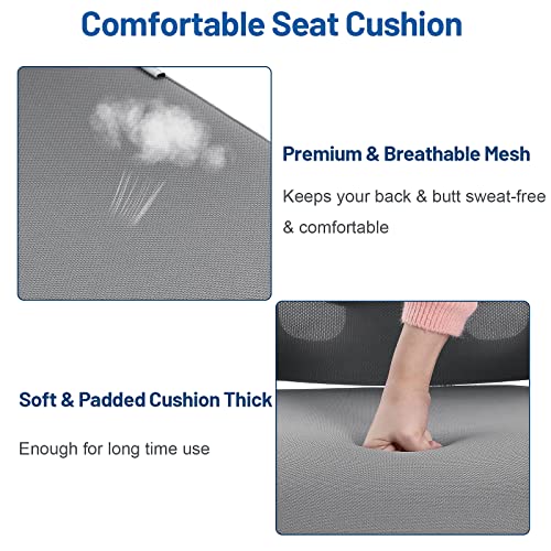 HOFFREE Ergonomic Office Chair High Back Executive Mesh Desk Chair with Adjustable Lumbar Support Headrest and Flip-up Armrest Swivel Task Chair for Home Office Chair Grey and White