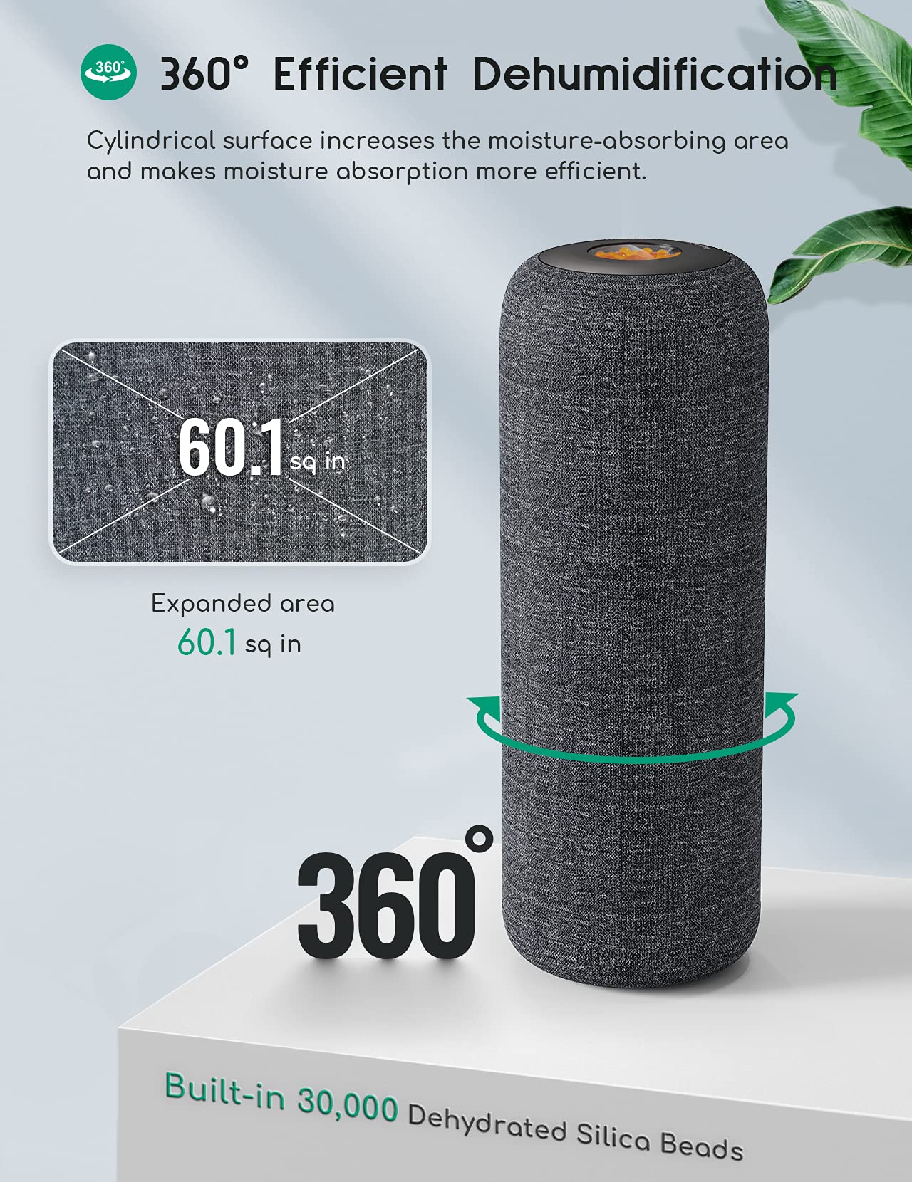 Afloia TOPZ Dehumidifier Replacement Box (No Heating Base), Gun Safe Dehumidifiers Stick, Mini Portable Dehumidifier Cylinder for Small Spaces Closet Cabinet Reptile Car, Dark Grey