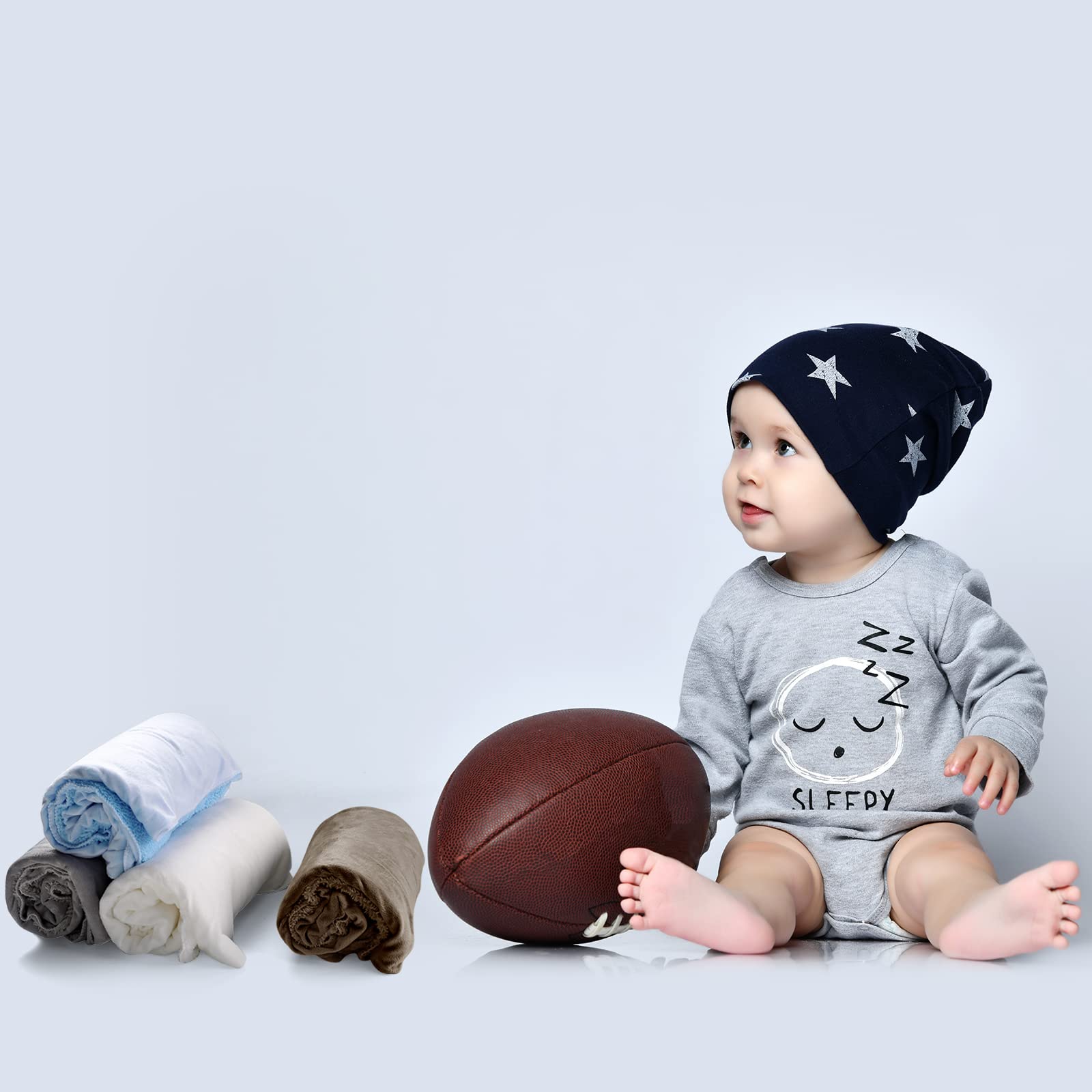 4 Pcs Baby Warm Swaddle Blankets, Thick Receiving Neutral Fluffy, Soft Thermal Blankets for Boy Girl Newborn Infant, Polyester, Solid Color