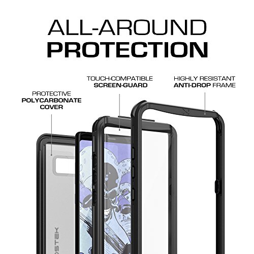 Ghostek Nautical Waterproof Galaxy Note 8 Case with Screen Protector - Slim Heavy Duty Protection (Black)