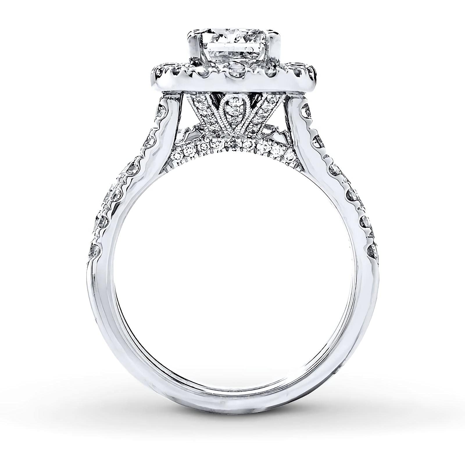 9Bridal Set 3-1/3 CT Radiant Cut Moissanite Engagement Rings for Women Platinum Plated Silver Size 9