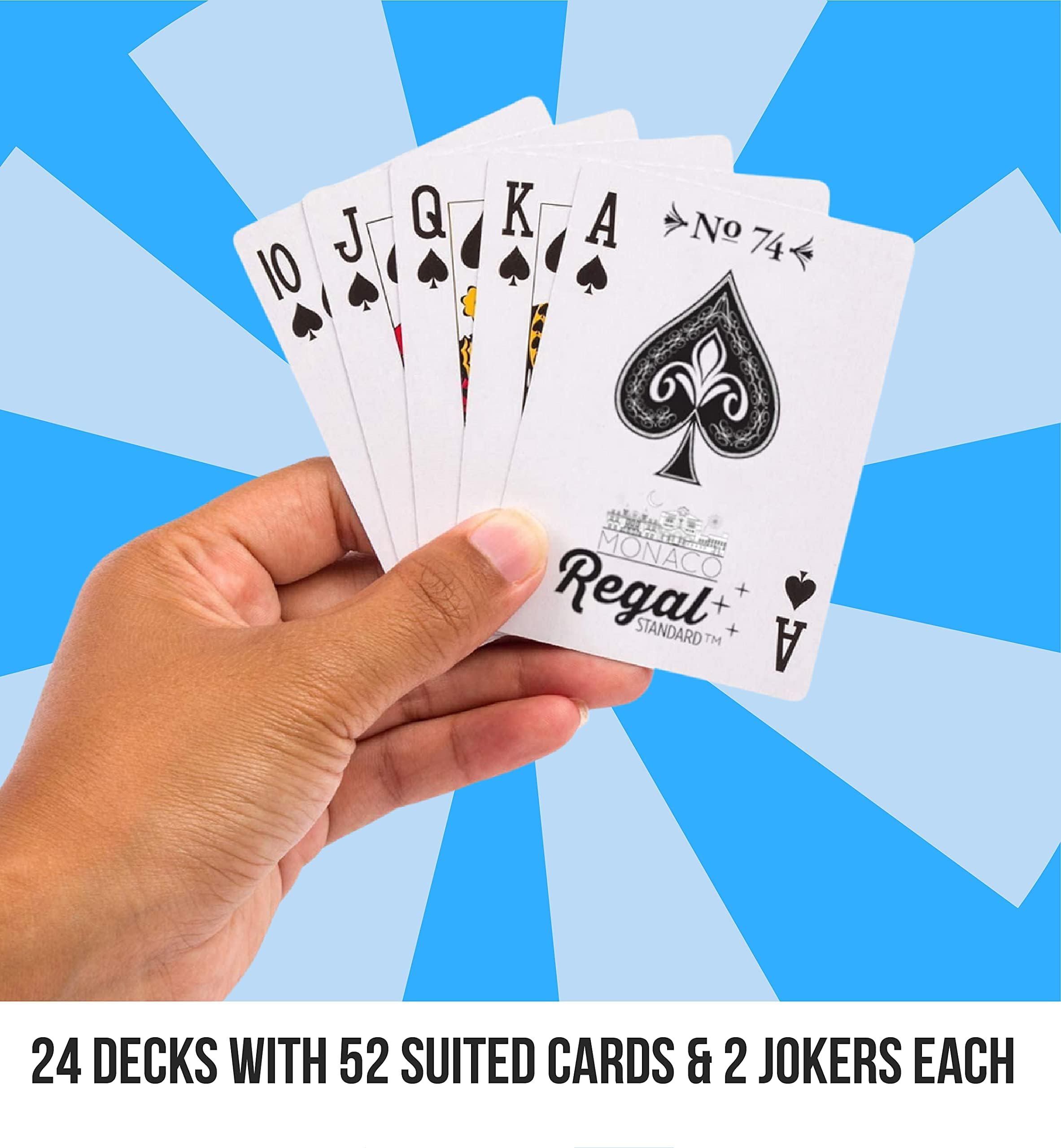 Regal Games - Bulk Playing Cards Set for Adults & Professionals - 24 Standard Decks, Large Print Deck of Cards - Blackjack, Euchre, Canasta, Poker Cards - Fun & Travel Playing Cards (24 Pack)