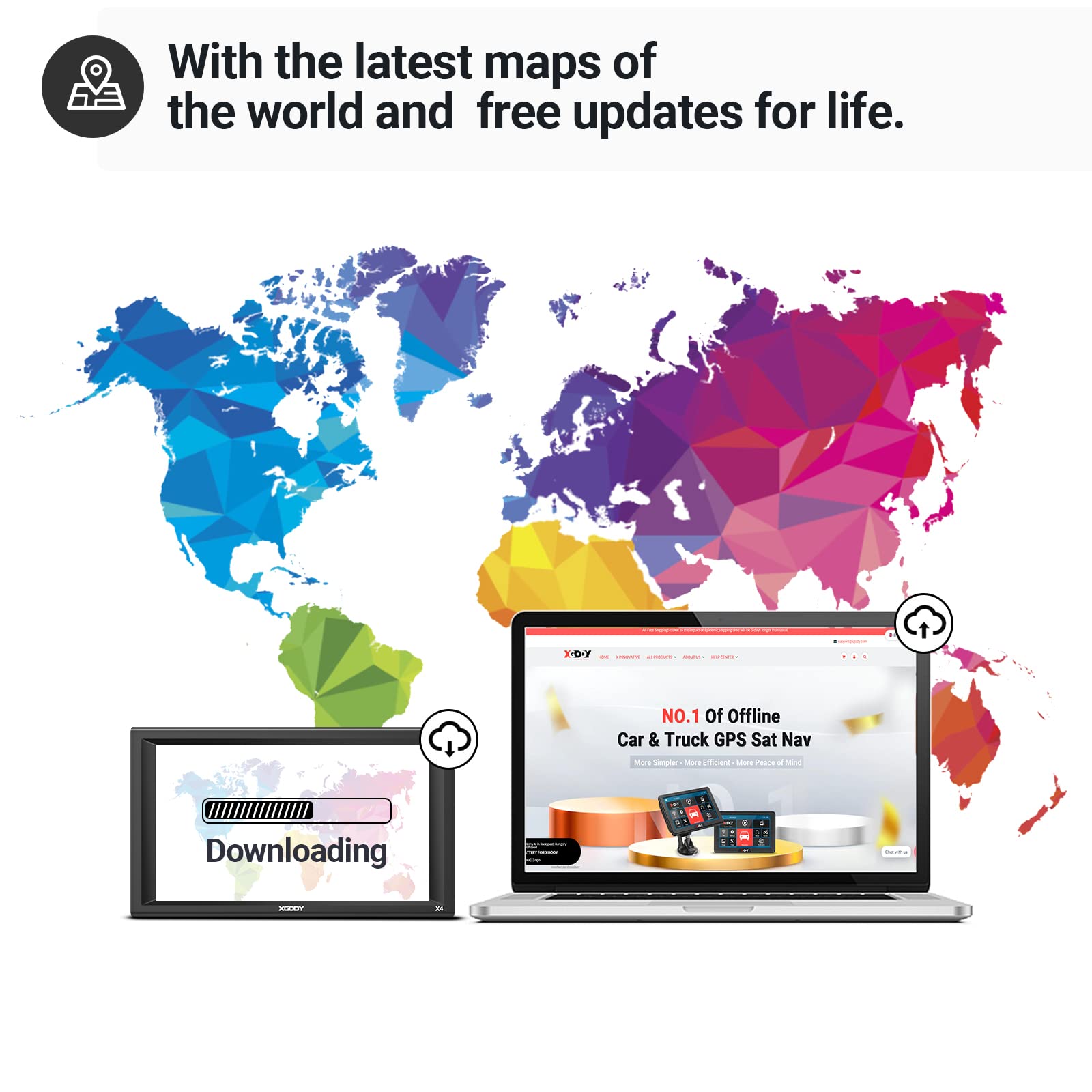9inch Truck GPS Navigation for Car Big Touchscreen GPS Navigator Bluetooth AV-in Xgody 8GB ROM SAT NAV System Navigator Driving Alarm Lifetime map Updates