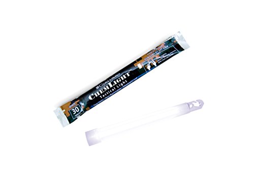 Cyalume - 9-03680 ChemLight Military Grade Chemical Light Sticks – 30 Minute Duration Light Sticks Provide Intense Light, Ideal as Emergency or Safety Lights and Much More, Standard Issue for U.S. Military Personnel – White, 6” Long (Pack of 10)