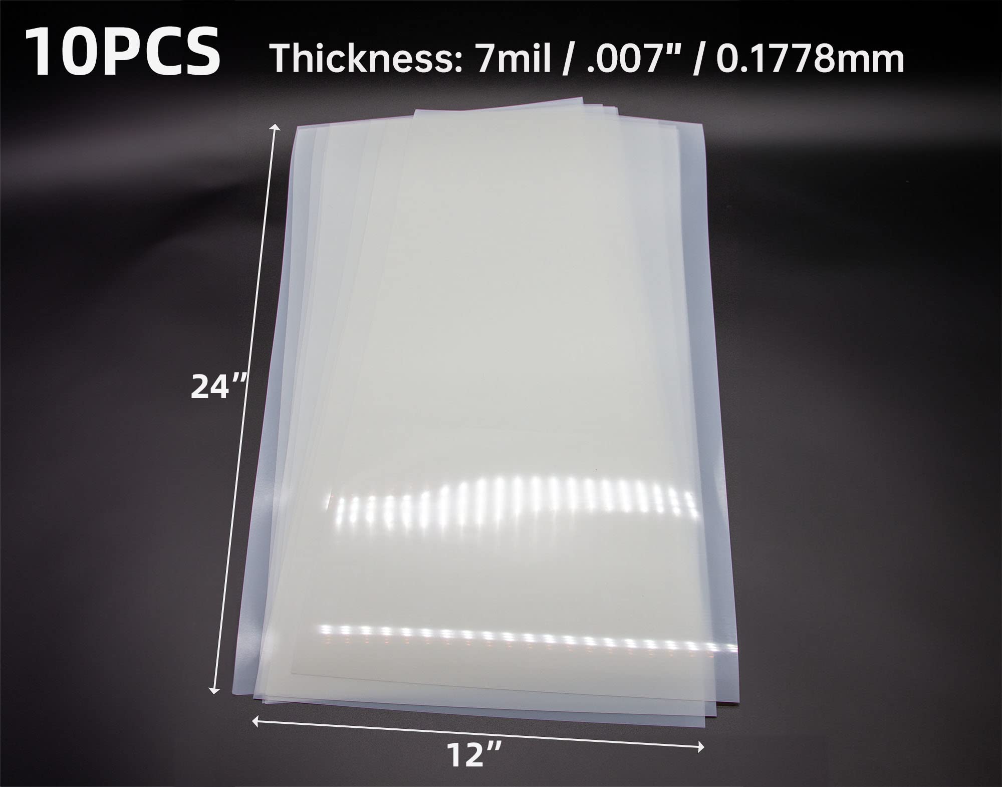7mil Blank Mylar Sheets for Stencil,10PCS 12X24 inch Milky Translucent PET Blank Stencils Sheets, Template Material for Cutting Machines, Laser Cutting, Food-Safe Craft Plastic