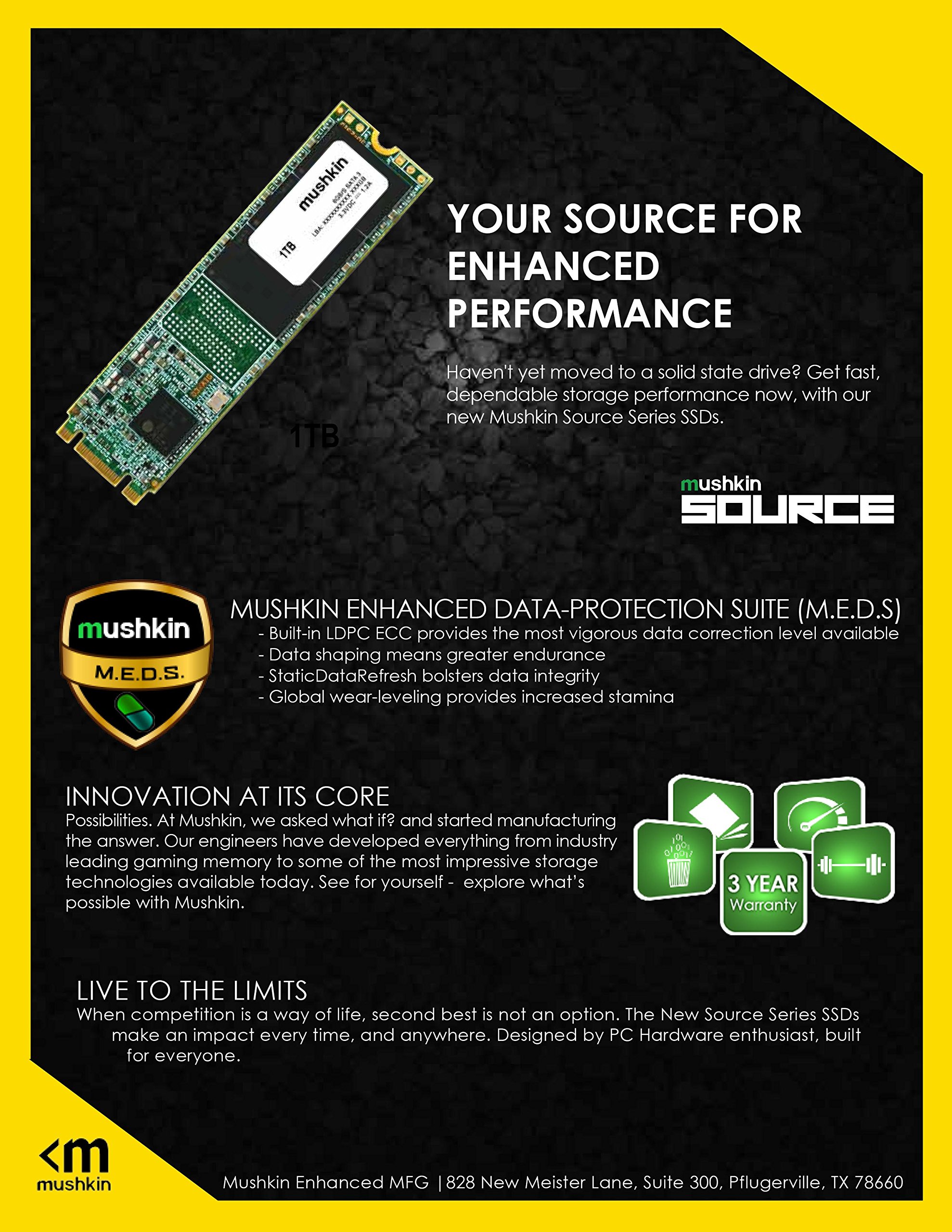 Mushkin Source M.2 – 500GB SATA-III M.2 (2280) – 6Gb/s – Internal Solid State Drive (SSD) – 3D TLC – (MKNSSDSR500GB-D8)