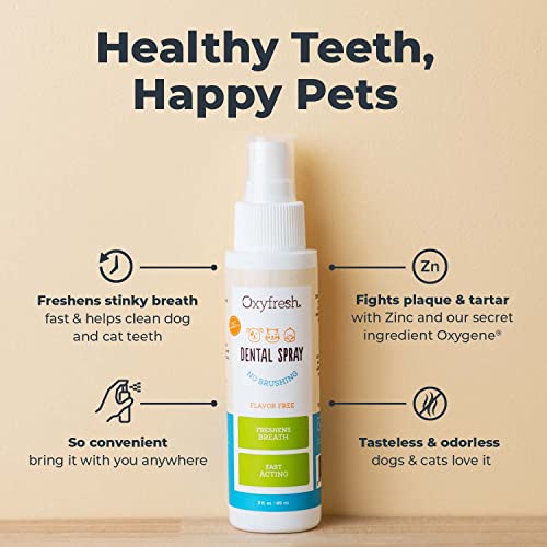 Oxyfresh Advanced Pet Dental Spray – Instant Pet Fresh Breath: Easiest No Brushing Pet Dental Solution for Dogs and Cats – Best Way to Fight Pet Plaque, Keep Teeth & Gums Healthy. 3oz.