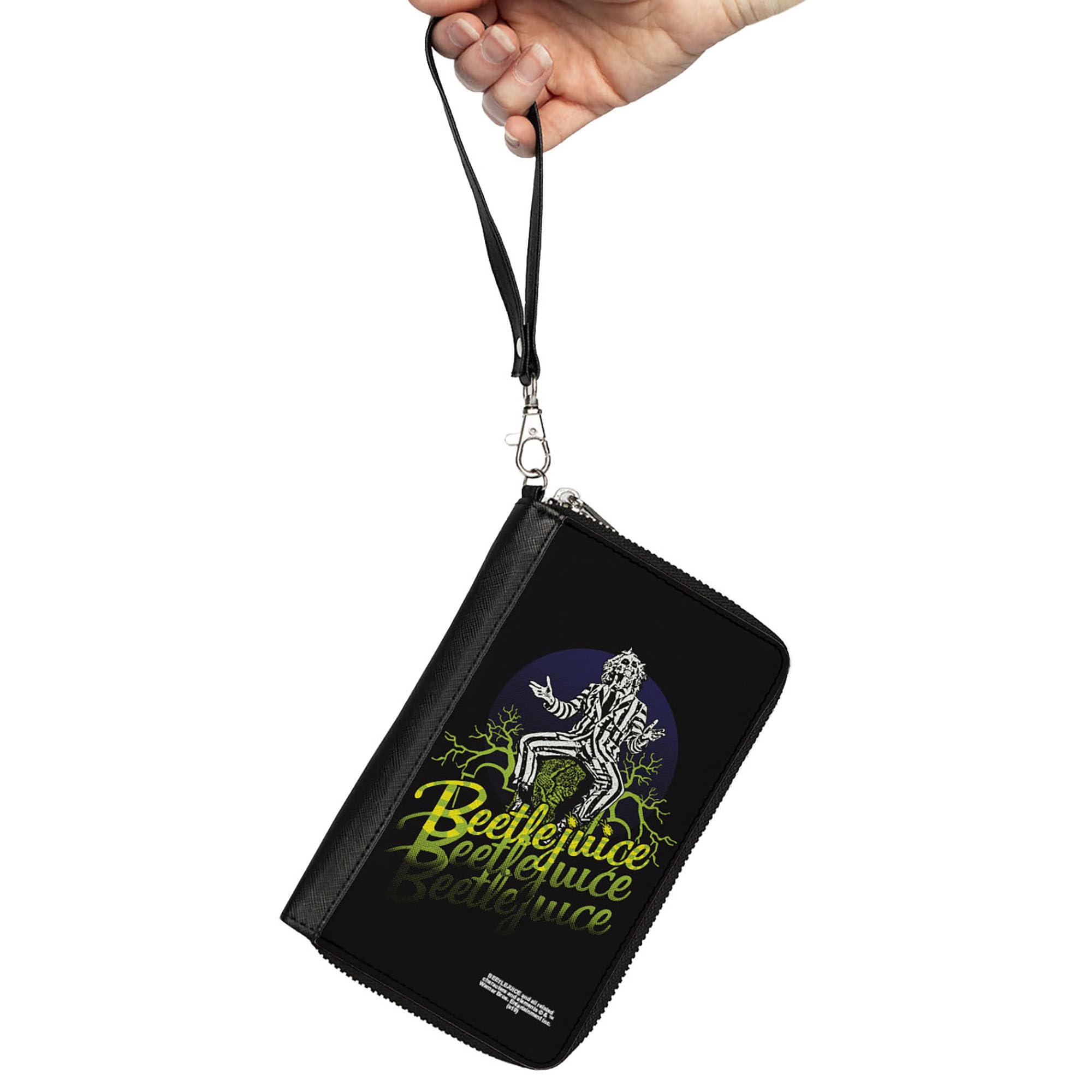 Buckle-Down Women's PU Zip Around Wallet Rectangle-Beetlejuice, 7.5"x4.5"