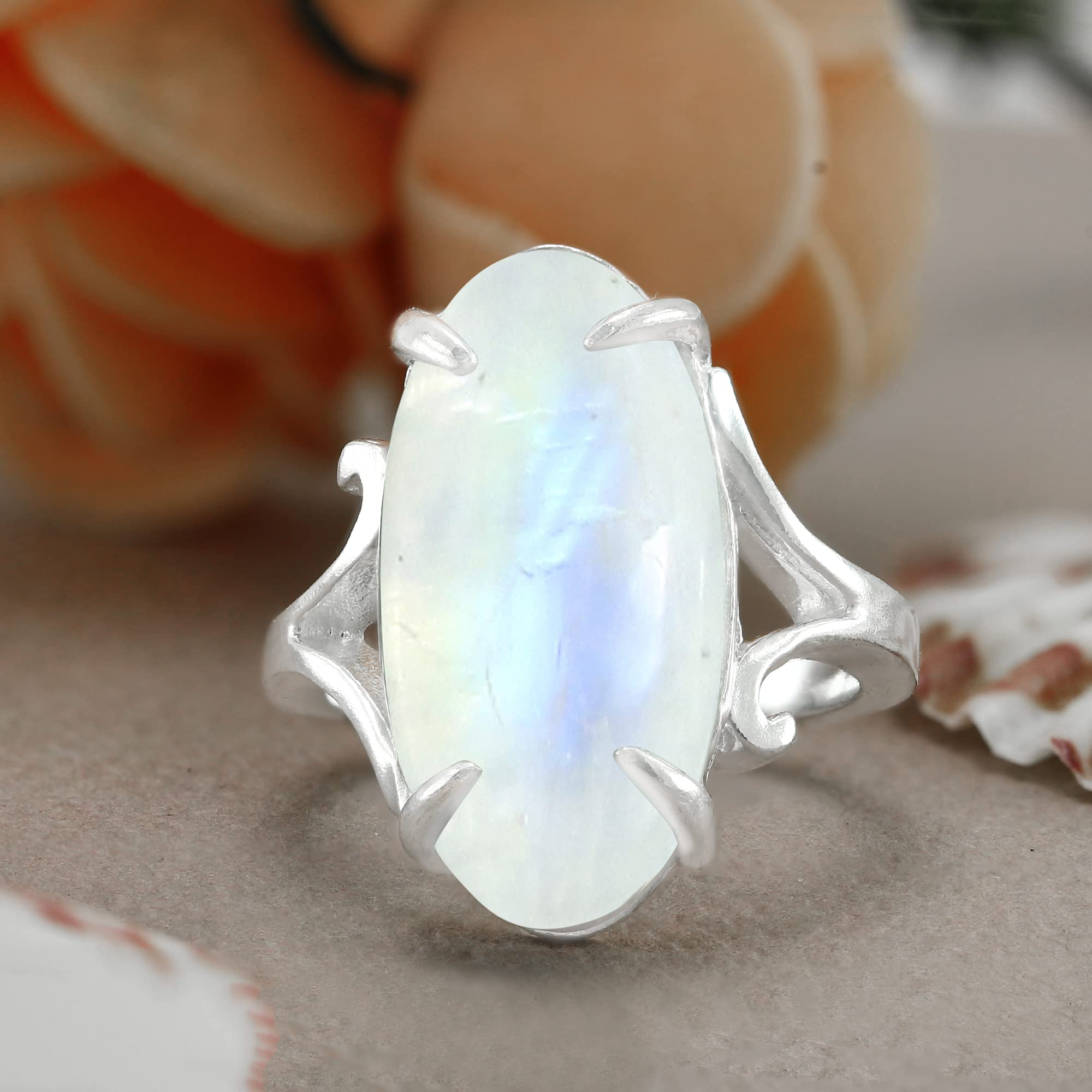 9.10Cts Natural Rose Quartz 925 Silver Plated Solitaire Ring Size 7 For Women, Pink Stone January Birthstone Ring Jewelry