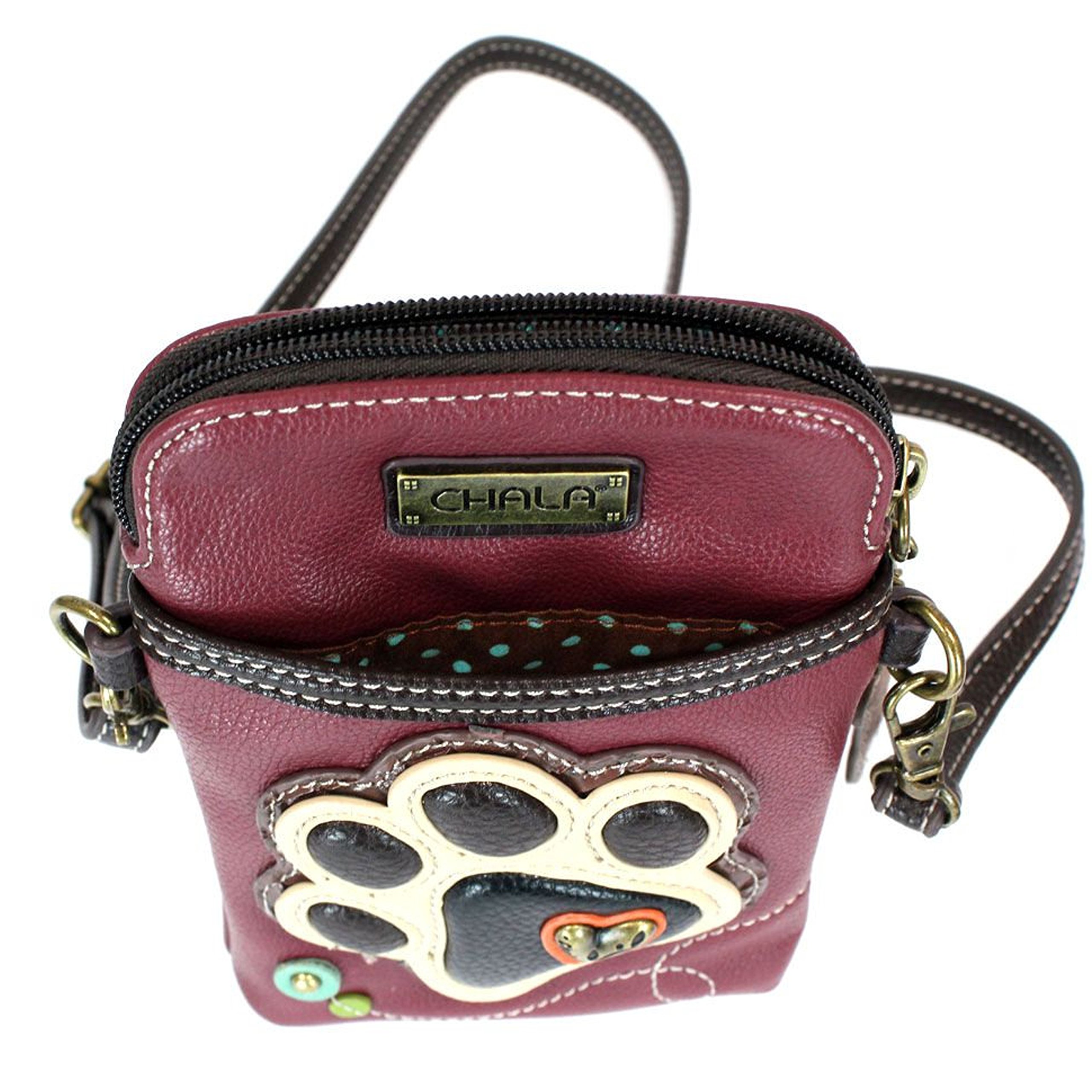 Chala Paw Print Cellphone Crossbody Convertible Strap Chala Handbag Dog Lover, Dog Mom, 5" x 7.5" x 1"