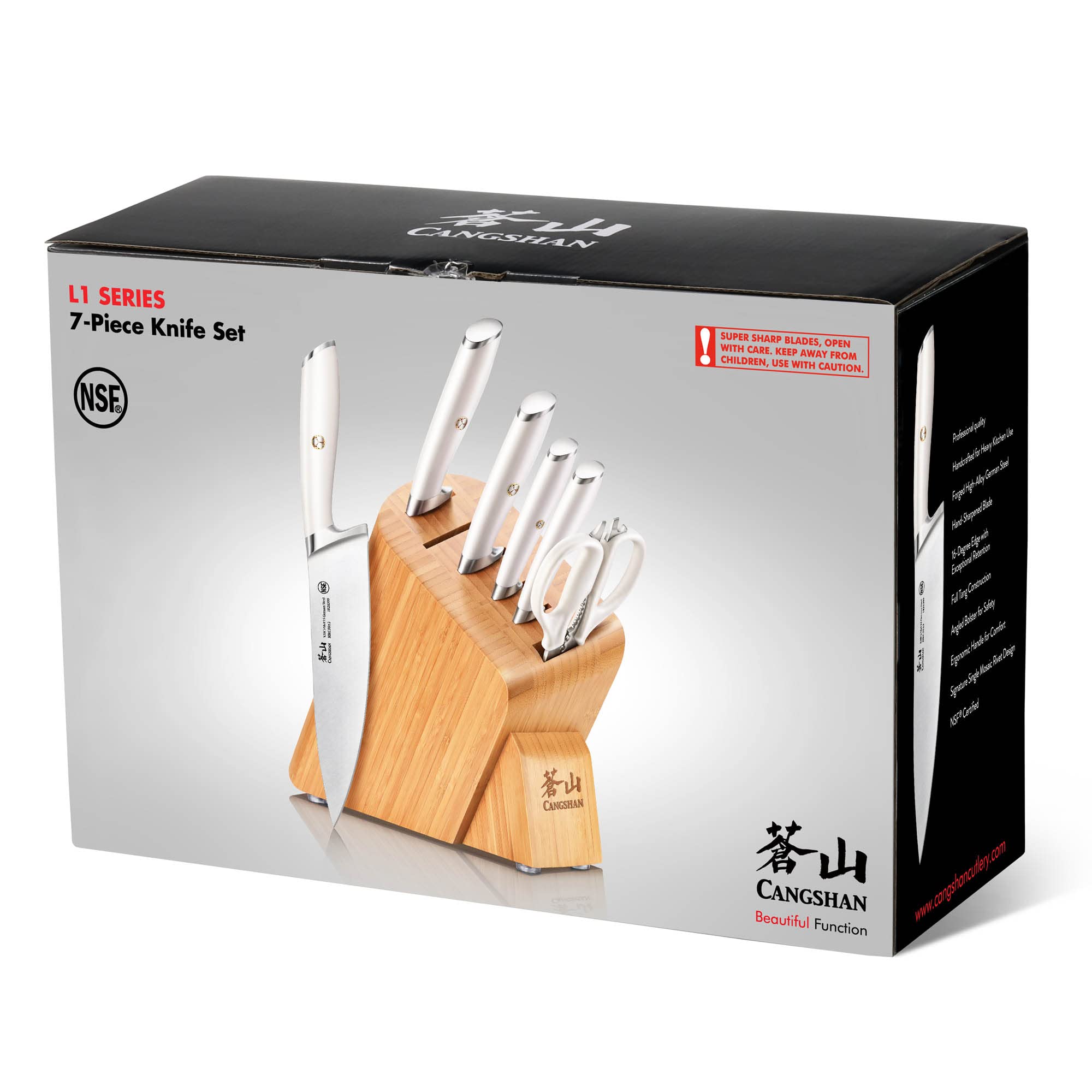 Cangshan L1 Series 1026610 German Steel Forged 7-Piece Knife Block Set