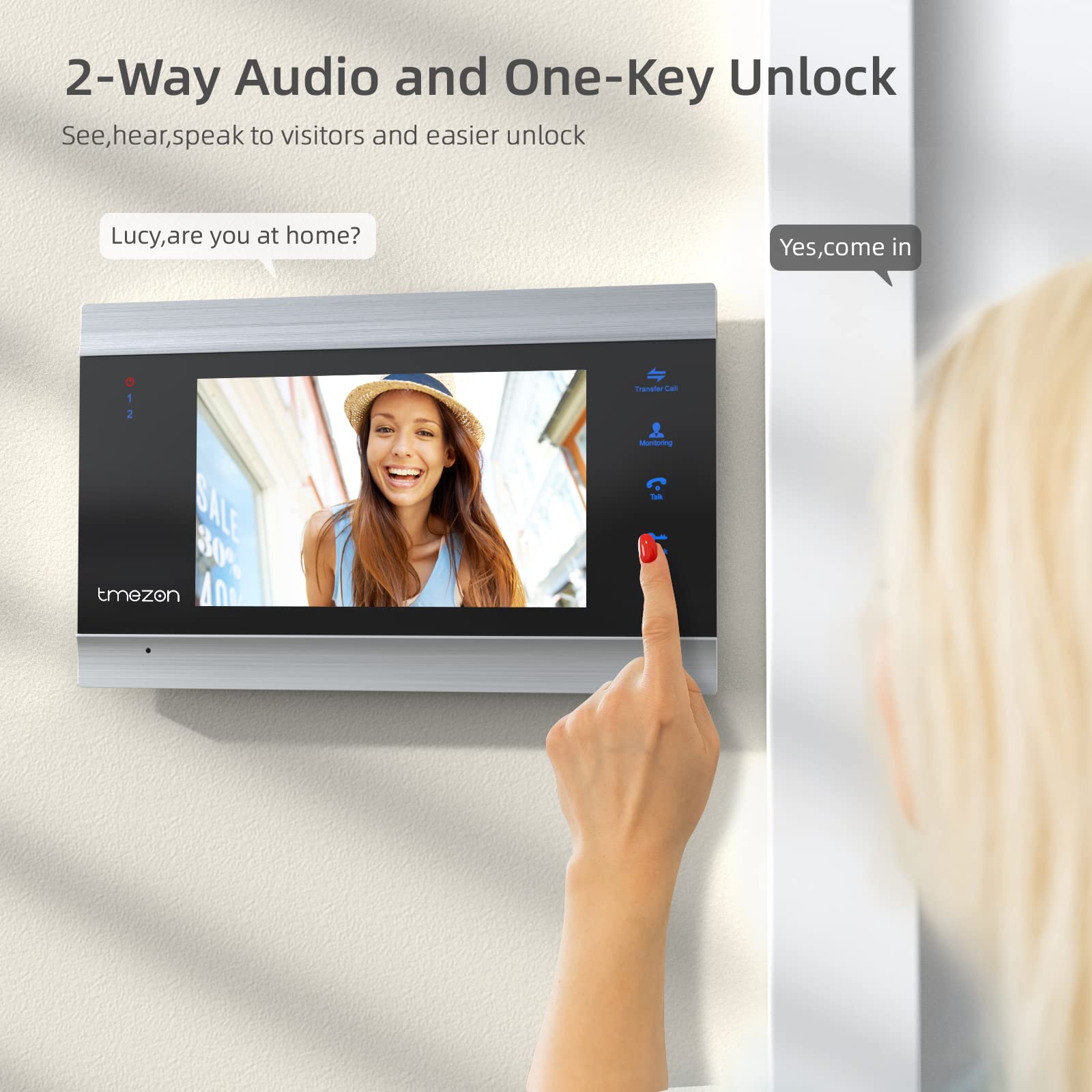TMEZON Wired Video Door Phone Visual Intercom Doorbell System with Camera Touch Screen Monitor IR Night Vision TFT Color LCD Display