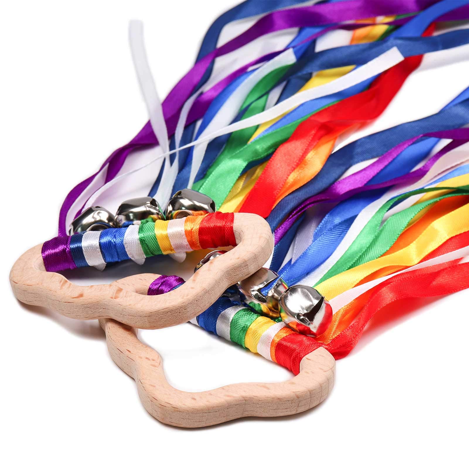 DILIMI Rainbow Hand Ribbon Kite Baby Sensory Toys Waldorf Hand Kite Montessori Learning Toy Cloud Rainbow Hand Kite Set of 2 Gift for Kids