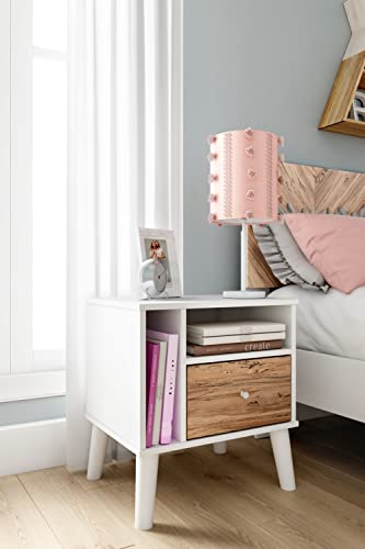 Signature Design by Ashley Piperton 1 Drawer Night Stand Nightstand, 21.88" Tall, White & Light Brown