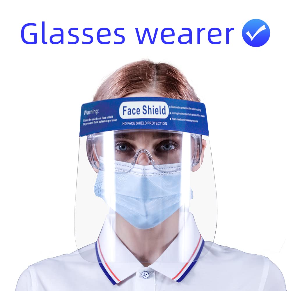 ANDX 10 Pack Safety Clear Face Shield Anti Fog Face Shield for Women & Men Protective Face Shields
