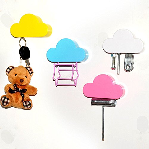 Pack of 4 Blue White Yellow Pink Creative Novelty Cute Cloud Shape Magnetic Magnets Key Holder Wall Keychains Hanger Home office Decoration
