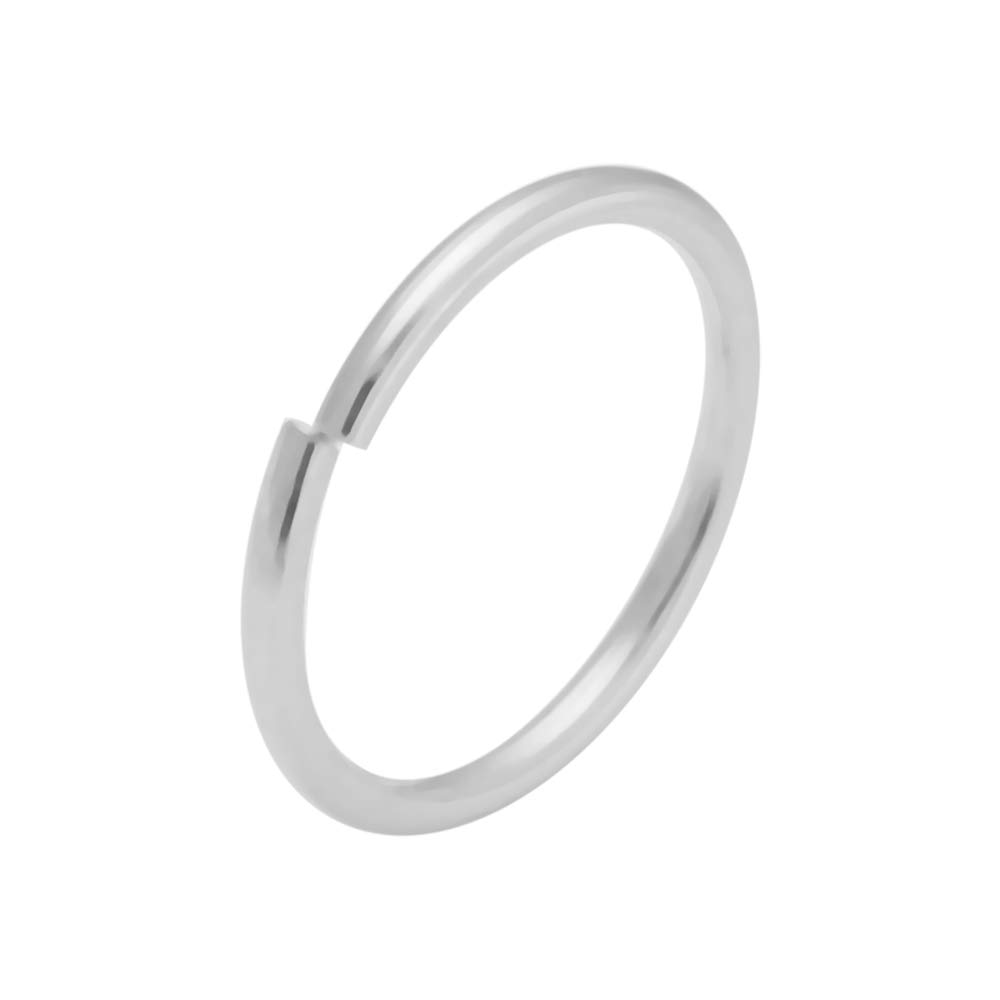 9K Solid White Gold 18 Gauge - 8MM Diameter Seamless Continuous Hoop Nose Ring Piercing Jewelry