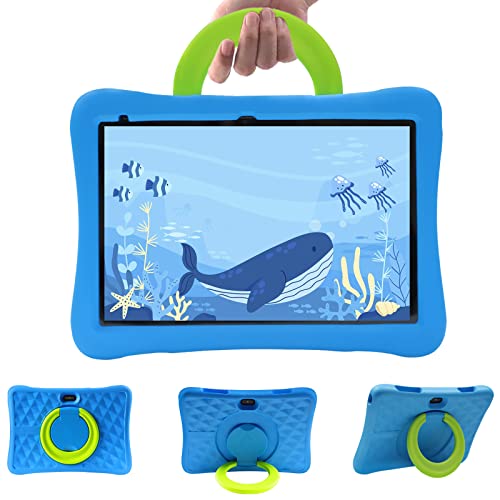 BYANDBY Kids Tablet 10 inch, Android Tablet for Kids, IPS HD Display 1280 X 800, 2GB+32GB ROM, Games, Wi-Fi, Parental Control, Dual Cameras, Tablet Silicone Case, Gift for Boys(Blue)