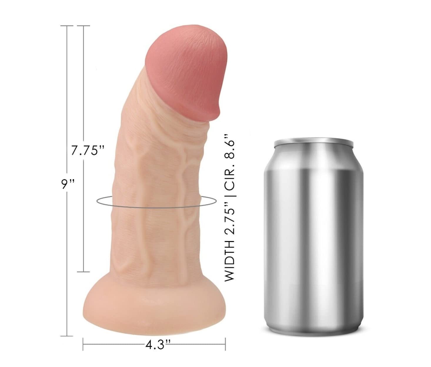 9" Huge Thick Realistic Anal G-spot Dildo Dong Cock Hands Free Suction Cup