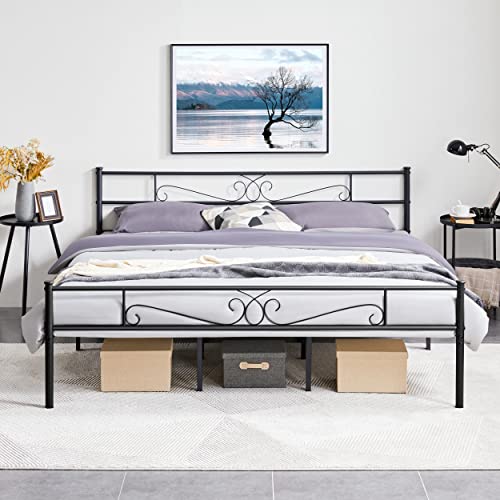 Yaheetech King Size Bed Frames/Metal Platform Bed with Headboard and Footboard/No Box Spring Needed/Easy Assembly, Black