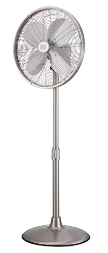 Good Housekeeping 92654-BN 16" Retro Pedestal Fan in Brushed Nickel