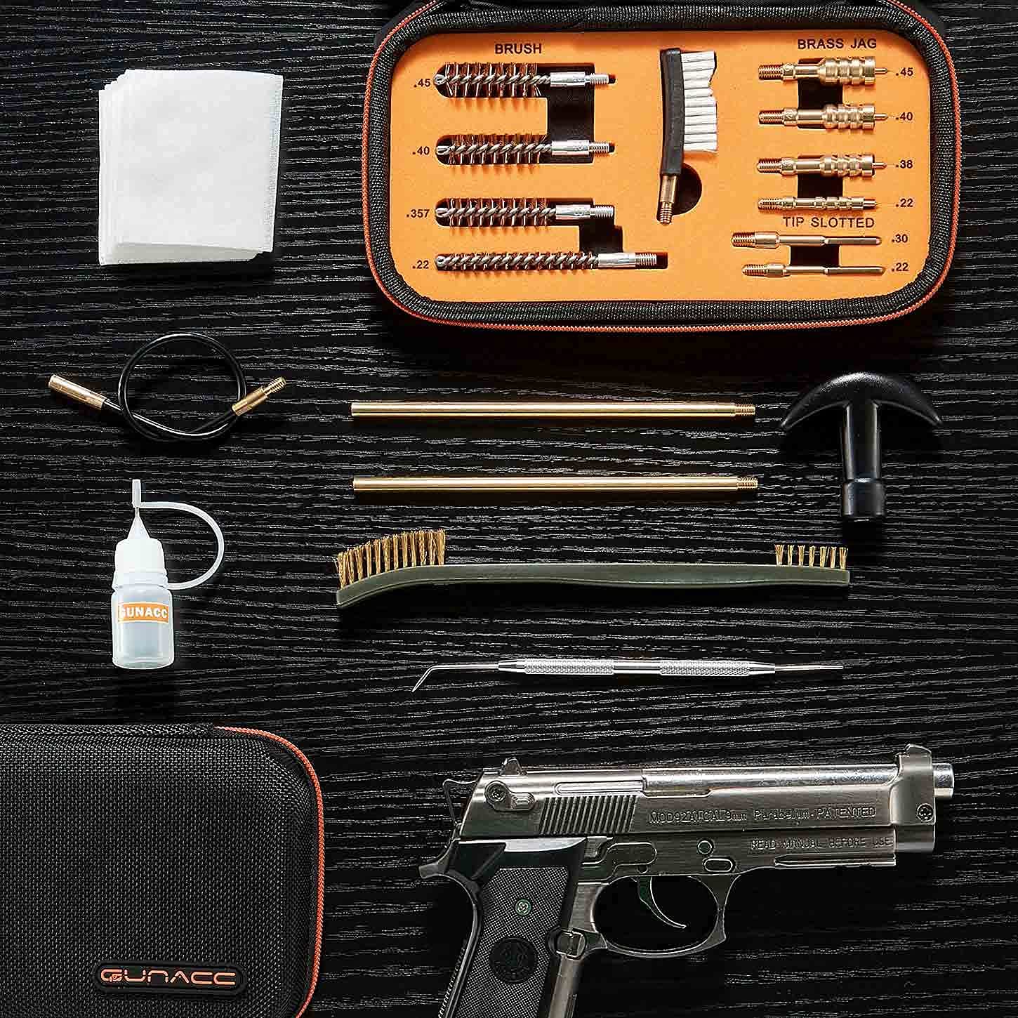 9mm Cleaning Kit, GUNACC Pistol Cleaning Kit, Handgun Cleaning Kit, for .22 .357 / .38 / 9mm .40 .45 Caliber Pistol
