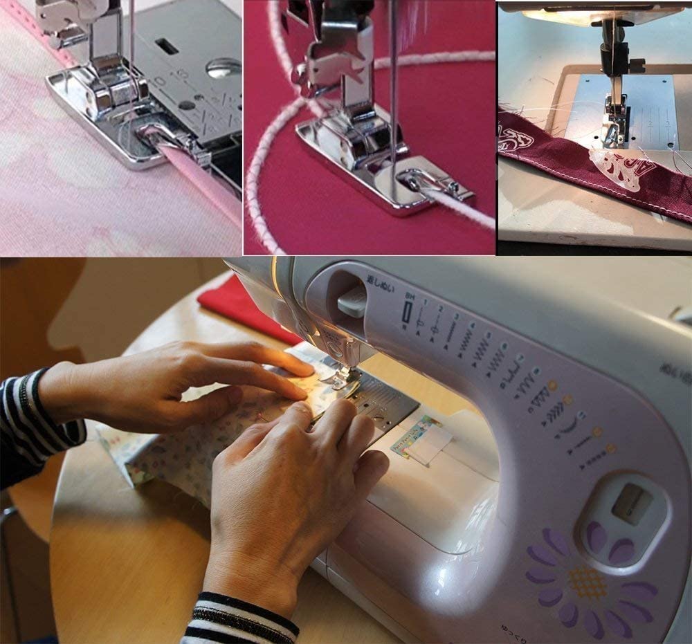 7PCS Sewing Presser Foot Kit Includes 6PCS Rolled Hem Presser Foot and 1PCS Universal General Purpose Zig Zag Foot for Most Low Shank Snap-On Singer, Brother, Babylock, Janome Sewing Machines
