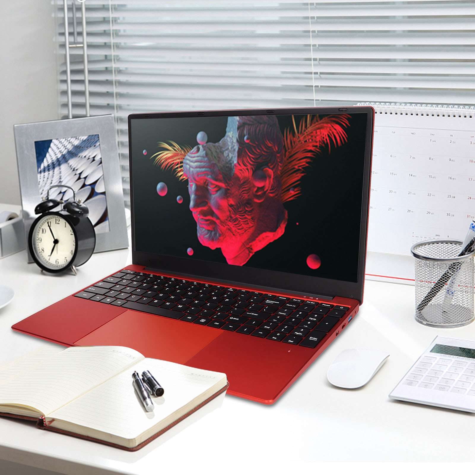 Asixxsix Laptop, 15.6 inch HD IPS Display 8GB RAM 128GB SSD Computer Laptop for Win 11, Built in Speakers, with Touchpad, N5095 CPU, Long Battery Life, for School Office, Red(US)